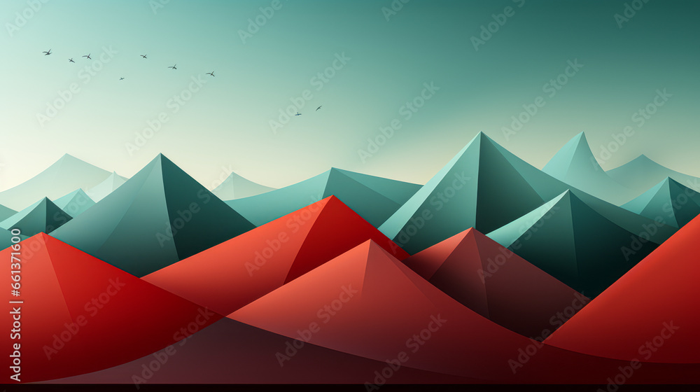 Minimalist Red Shape on Green: An Ode to Negative Space in Vector ...