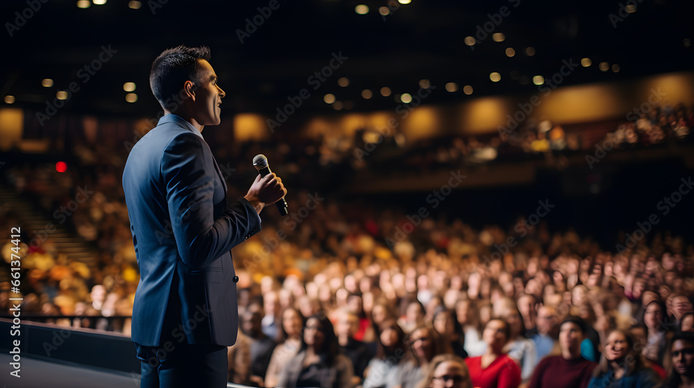 Showcase the dynamic essence of your conference with a close-up shot of ...