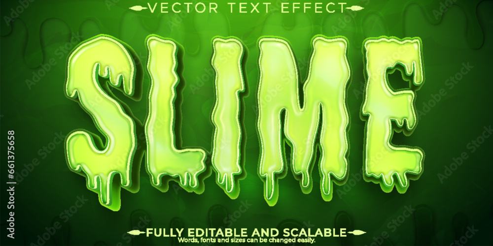 Editable text effect slime, 3d stinky and trash font style Stock Vector ...