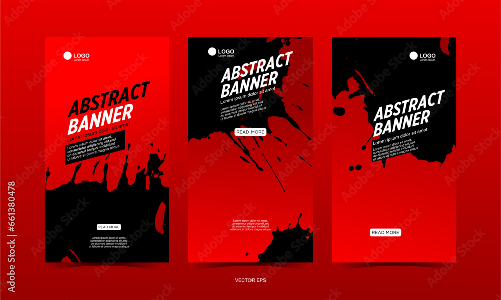 banners design watercolor vector set, cover, poster abstract brush ...