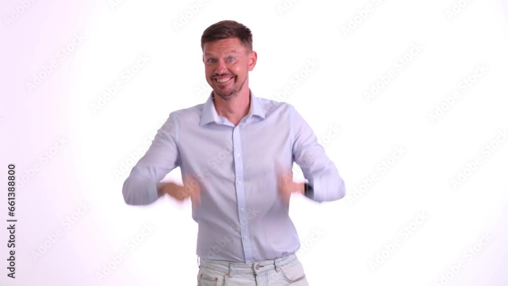 Business man deciding and placing a product on screen in advertisement ...