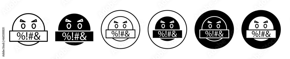 Swear face expression icon. Angry offensive language speaking facial ...