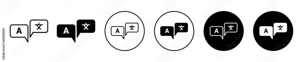 Language translation icon. online language translator tool symbol set ...