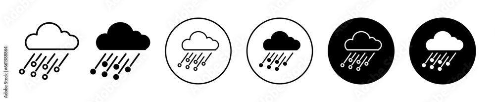 Vetor de Hail icon. frozen ice pellet rain symbol set. Solid snow ice ...
