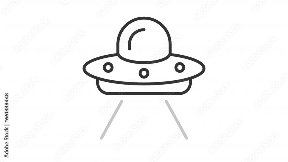 2D black thin line animation of UFO, HD video with transparent ...