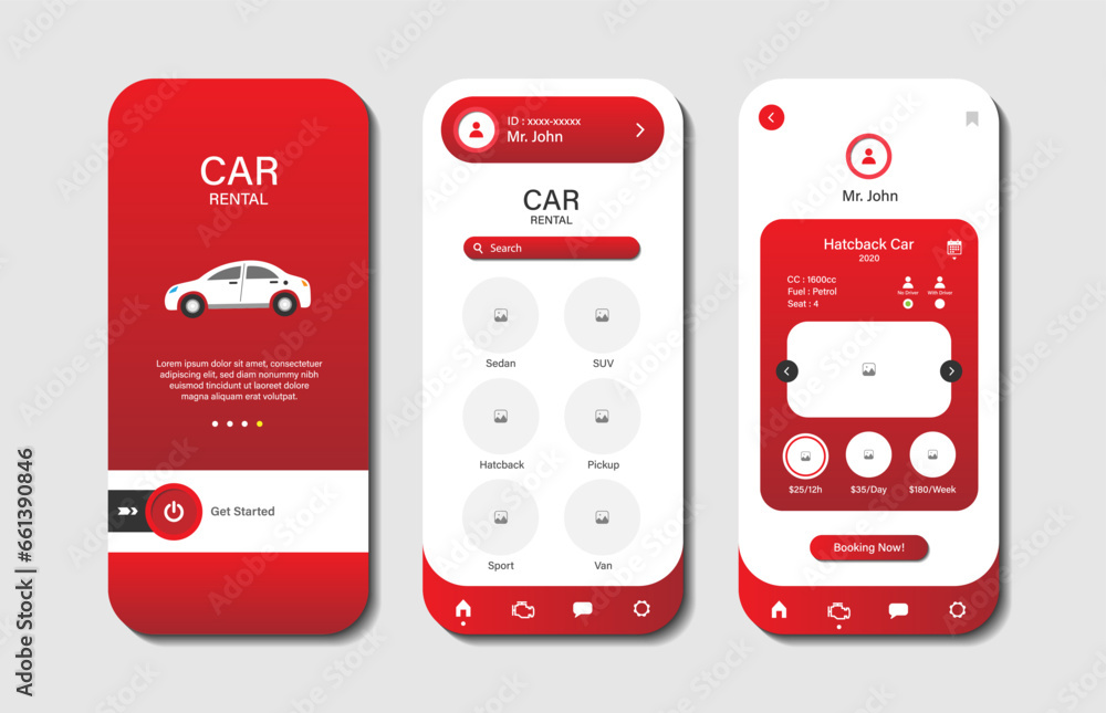 Online car rental design for mobile applications. Car rental booking ...