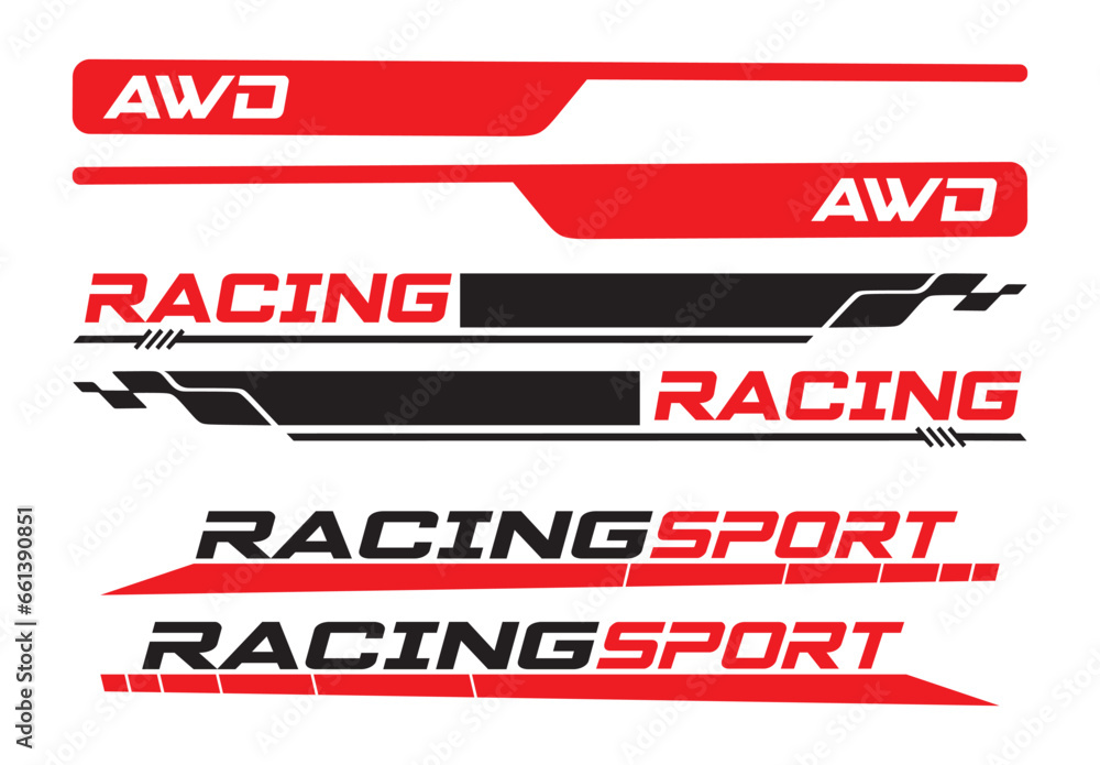 Sport racing stripes. Turbo power, speed and drift vinyl decal for car ...