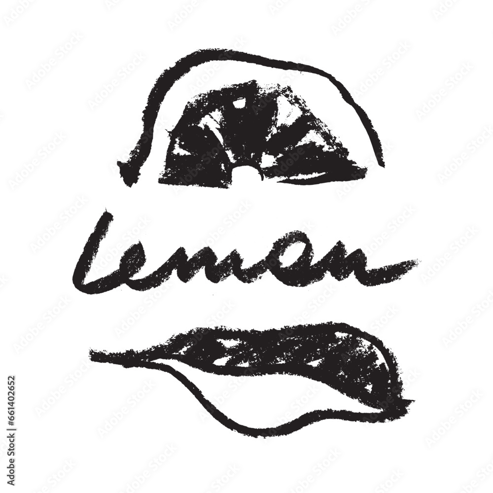 Vector lemon symbol. Citrus fruit icon in trendy hand drawn doodle ...
