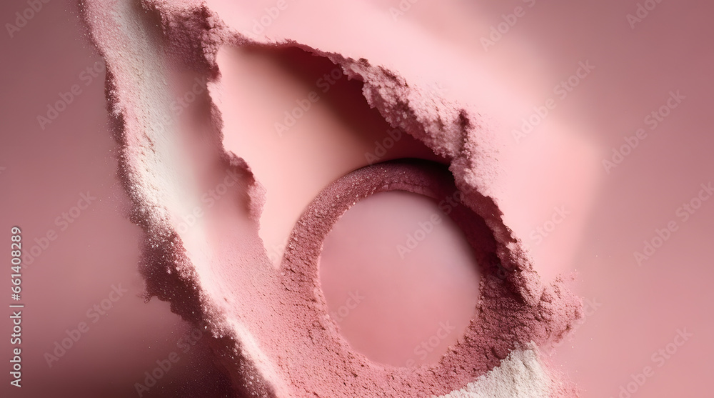 Abstract makeup aesthetic made with mauve pink blush face powder ...