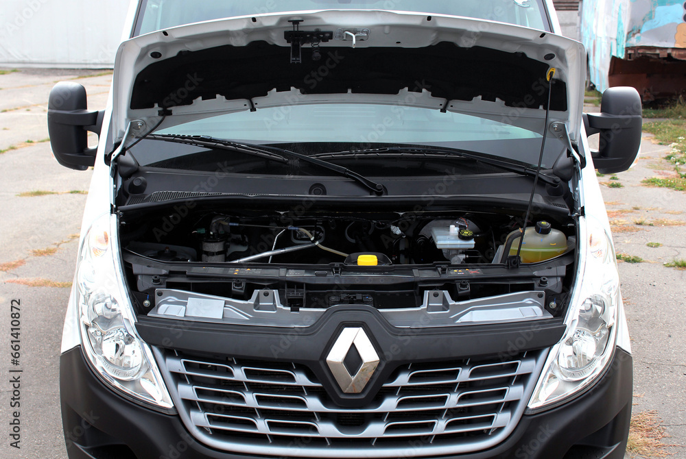 Vinnytsia, Ukraine; October 10, 2023. Renault Master diesel engine ...