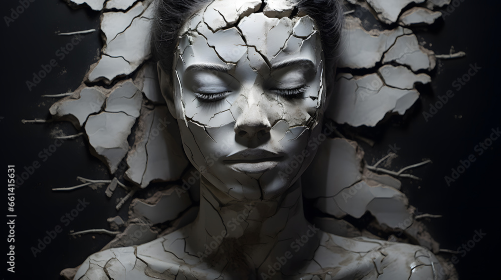 Showcase a broken human form in the process of rebuilding, with each ...