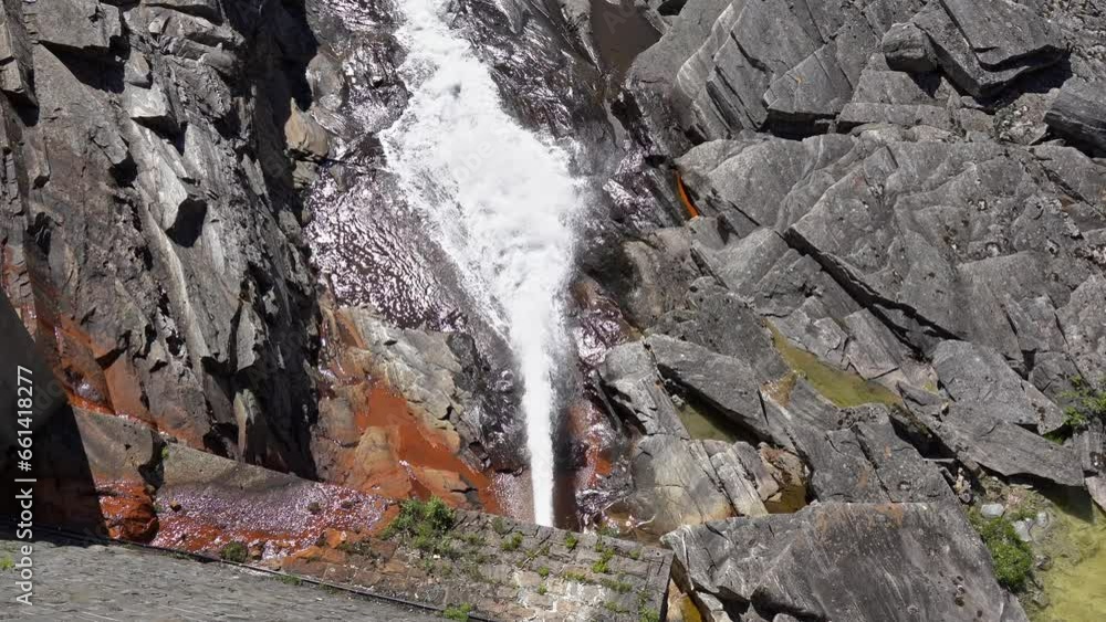Low Level outlet pipe with stream of water from bottom of Storefossen ...