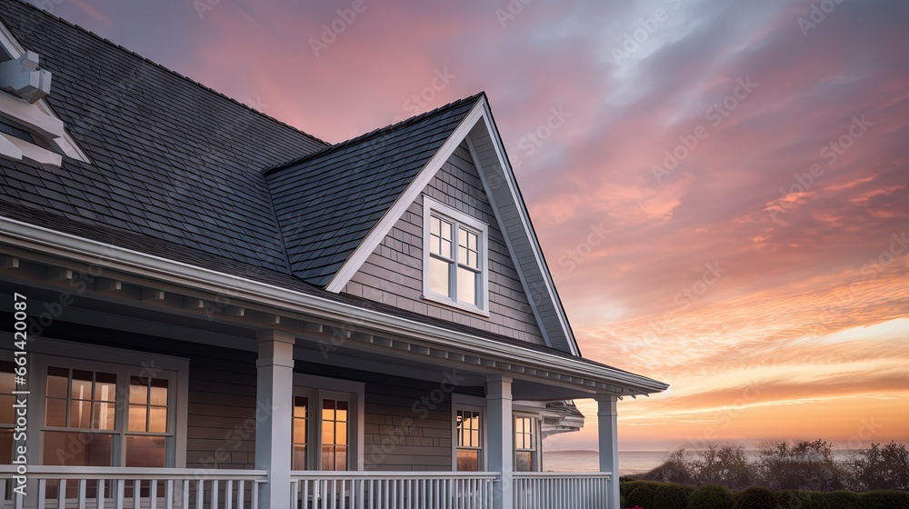 White frame gutter guard system, with gray horizontal and vertical ...