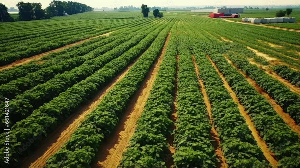 Watermelon bio farm plant field planting growth Citrullus lanatus drone ...