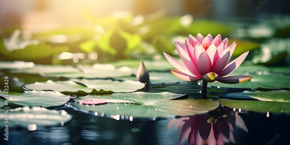 Nelumbo nucifera Plant A floating lotus flower Water Lily Stock Pink ...