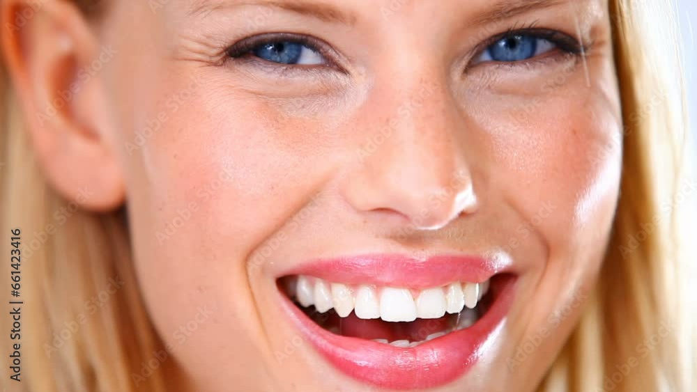 Vidéo Stock Face closeup, skincare and beauty of happy woman for ...