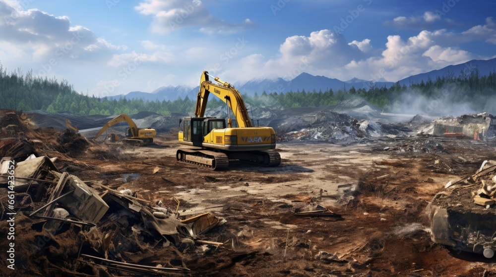 Landfill with Construction waste (CDW). Trash disposal for recycling ...