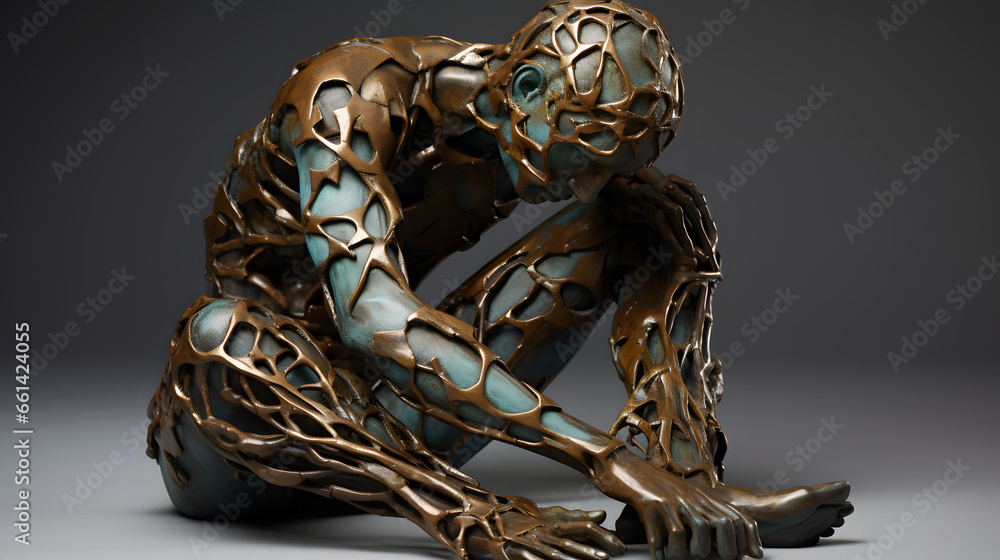 Convey the theme of healing and wholeness through a broken human figure ...