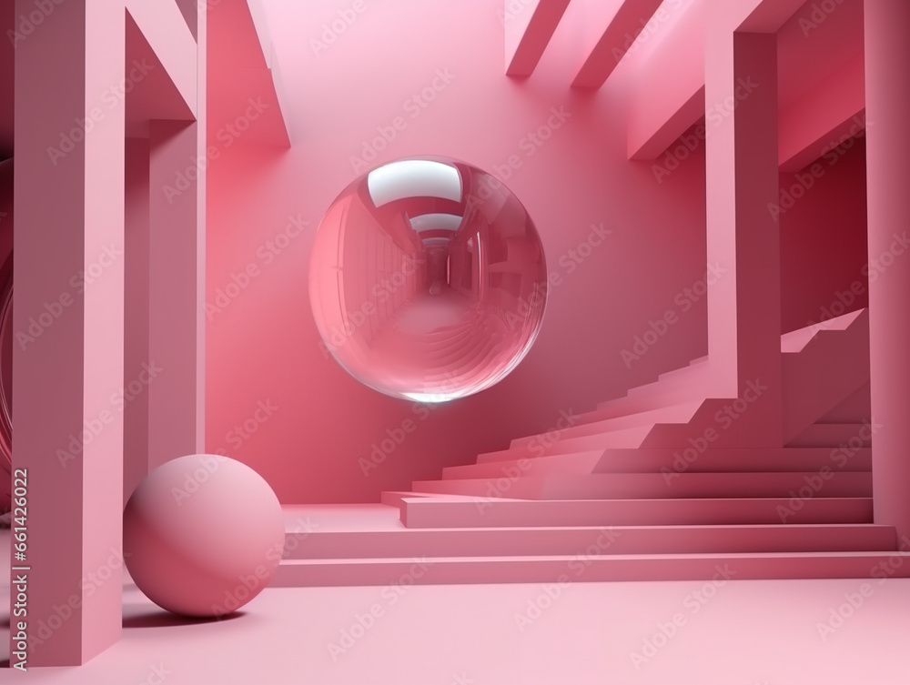 Abstract futuristic metaverse background in pink tones. Stock ...