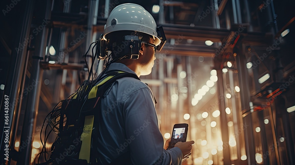 Engineers wear high-end telecom inspection safety equipment to maintain ...