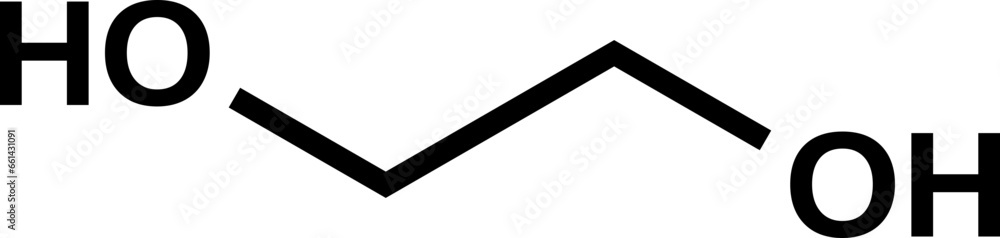 Ethylene glycol C2H6O2 structural formula, vector illustration Stock ...