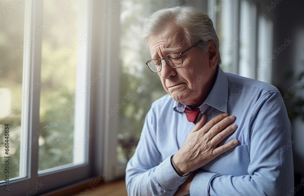 Ill man suffering with heart disease symptoms. Stock Illustration ...