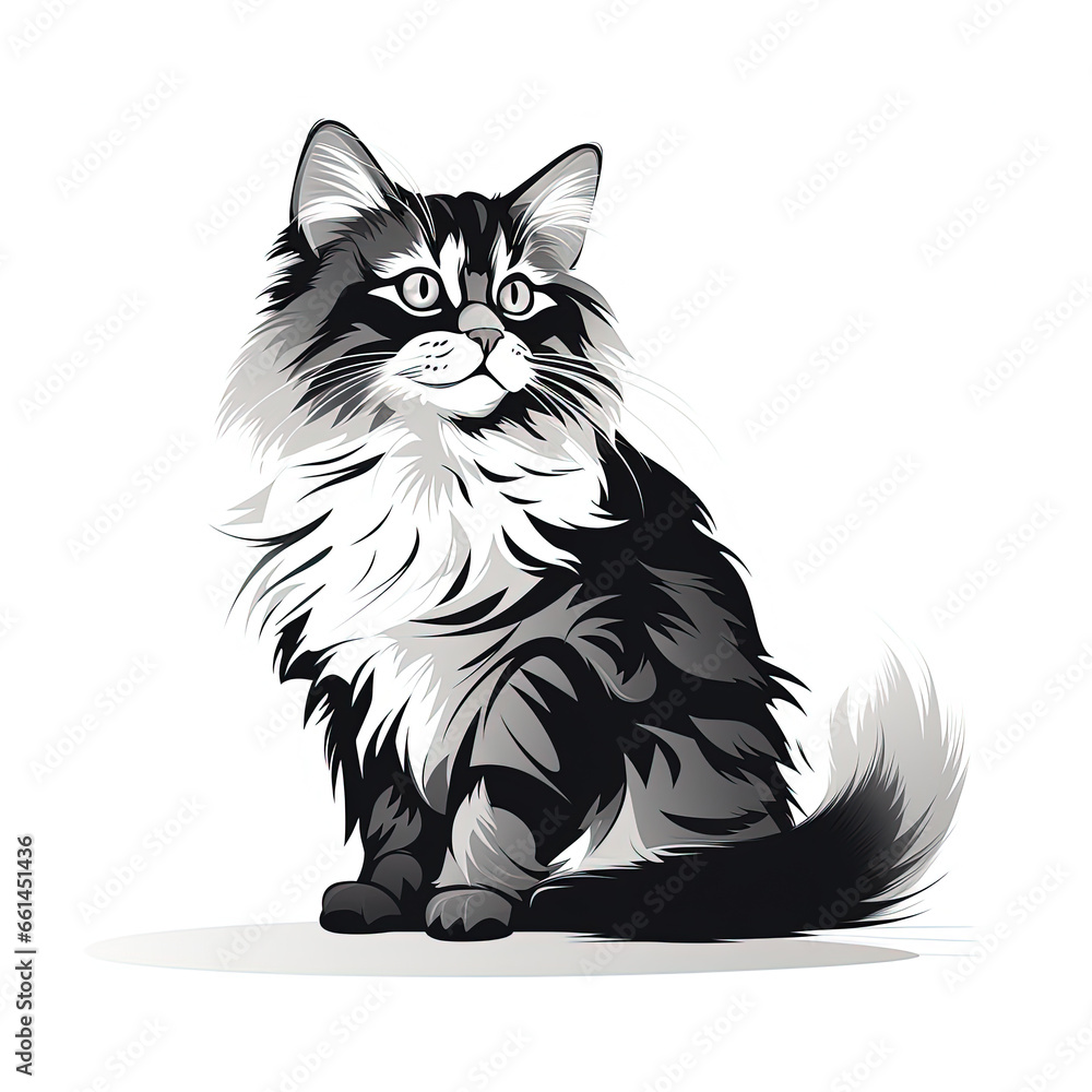Persian Cat Drawing, Generative Ai Stock Illustration | Adobe Stock