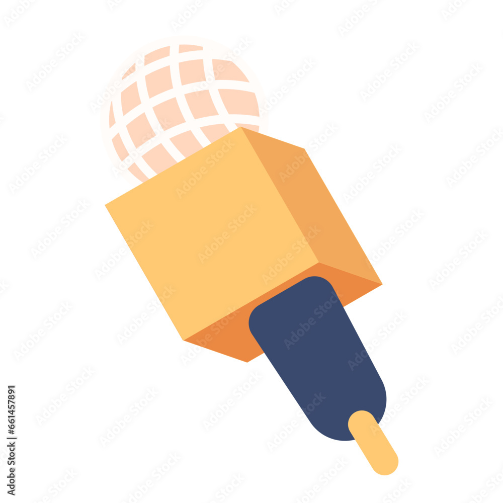 Journalist microphone 2D cartoon object. Press conference audio ...