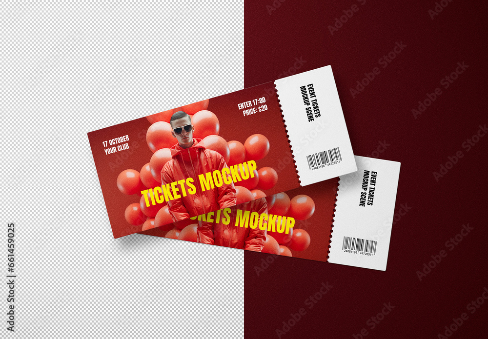 Concert Event Tickets Flyers Coupon Mockup With Generative AI Preview ...