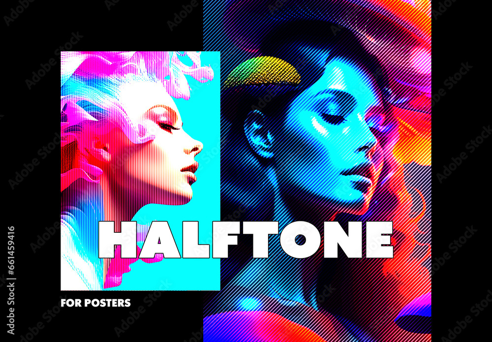Halftone Lines Poster Photo Effect Mockup With Generative AI Preview ...