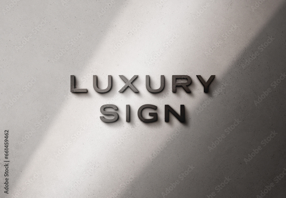 Grey Luxury Chrome Stone Sign Logo Mockup Template on the Concrete Wall ...
