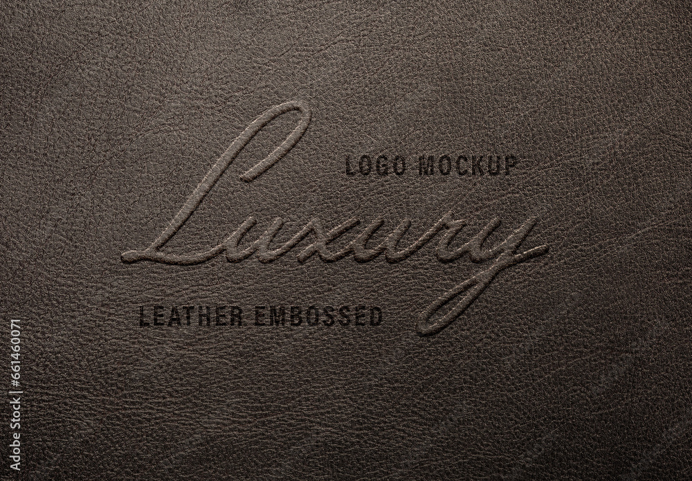 Realistic Brown Pressed Leather Texture Luxury Debossed Logo Mockup ...