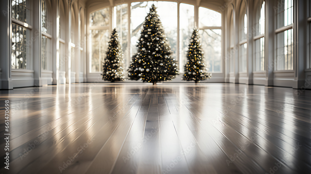 Wood floors - window - Christmas trees - windows - stylish - low angle ...
