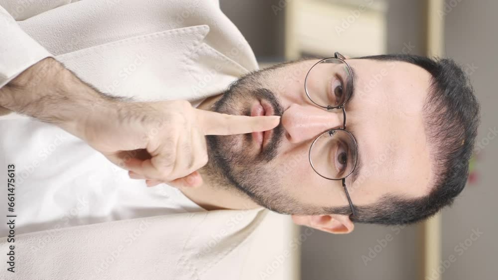 Vertical video of The man who tells the camera to shut up. Stock-Video ...