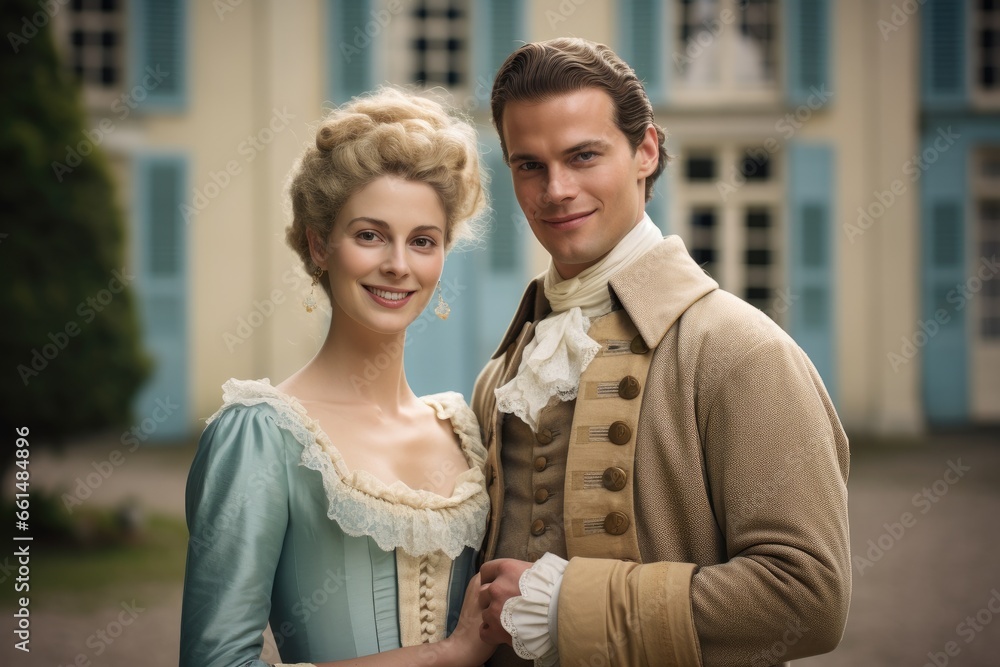 Beautiful Young Couple in Regency Era Clothing Royal Vintage Victorian ...