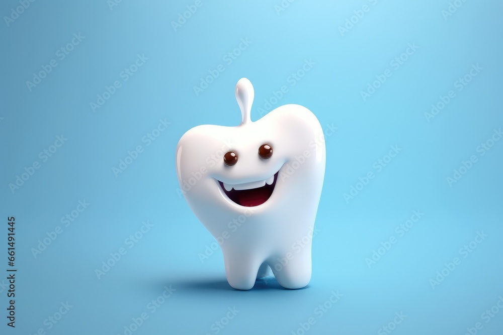 Funny picture of white cute smiling tooth cartoon character with face ...