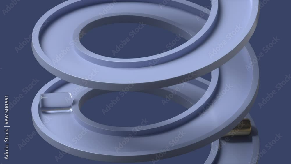 Minimalist loop animation, cylinders rolling down the blue spiral ...