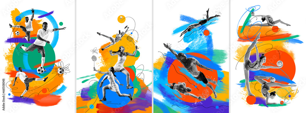 Diversity of sports. People, professional athletes of different kind of ...