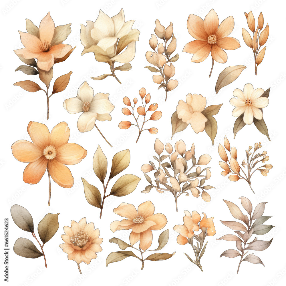 Watercolor Flower Clipart Set: Realistic Floral Illustrations for ...