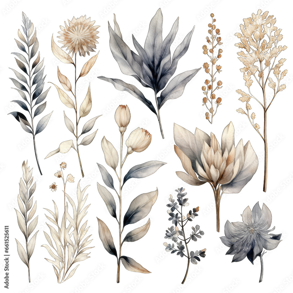 Watercolor Flower Clipart Set: Realistic Floral Illustrations for ...