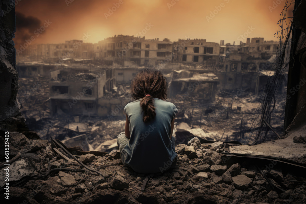 A child's innocence is juxtaposed against the destruction of war. The ...