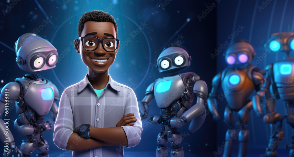 Black Man Scientist with AI & Robotics: Leading Edge of Modern Science ...
