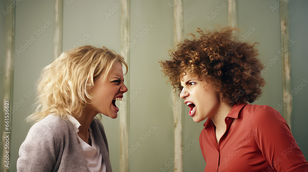 Women fight, they are angry and disgruntled, human emotions. Quarrel ...