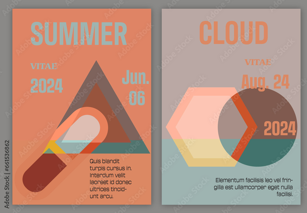 Flyer A4 Template with Simple Overlapping Geometrical Shapes Flat Color ...