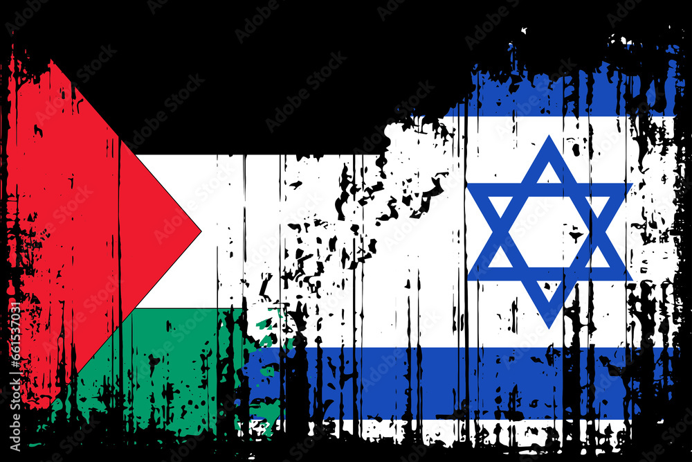 Israel and Palestine cracked flag. Israeli and palestinian illustration ...