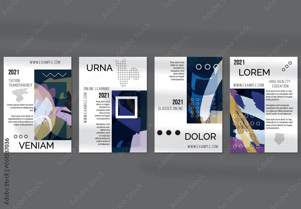 Flyer Layout with Geometric Shapes and Abstract Bright Rectangle on ...