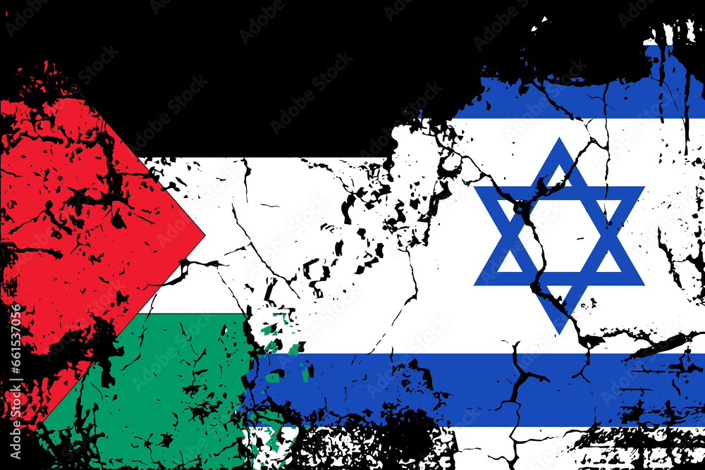 Israel and Palestine cracked flag. Israeli and palestinian illustration ...