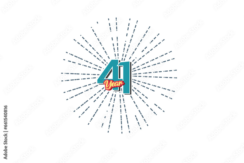 41th, 41 years, 41 year anniversary year anniversary blue color number ...