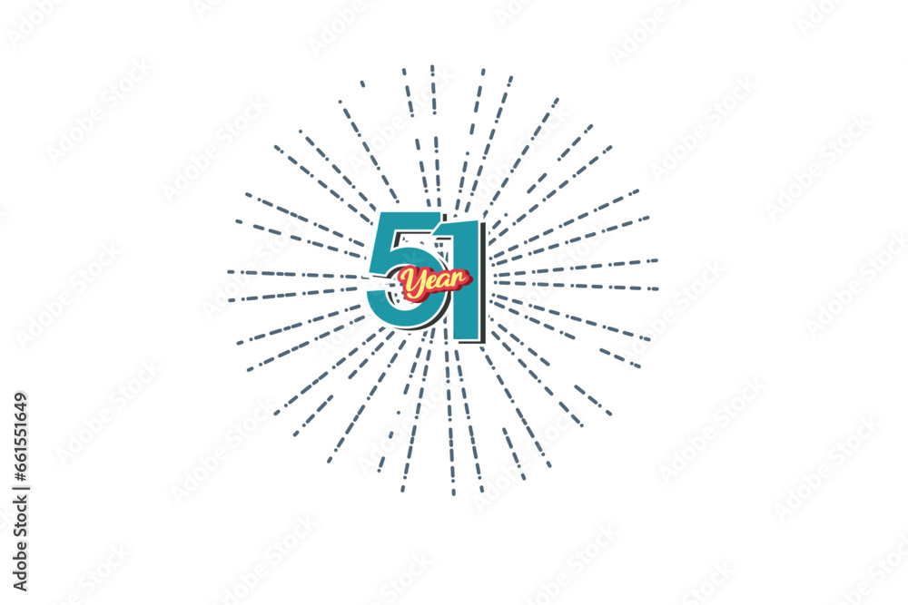 51th, 51 years, 51 year anniversary year anniversary blue color number ...