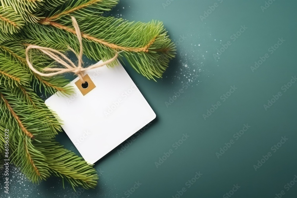 The layout of a greeting card with branches of a Christmas tree Stock ...